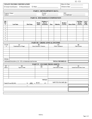 TENANT INCOME CERTIFICATION - Fill and Sign Printable Template Online