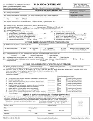 Fillable Online BLANK - Elevation Certificate - City of Seaside Fax ...