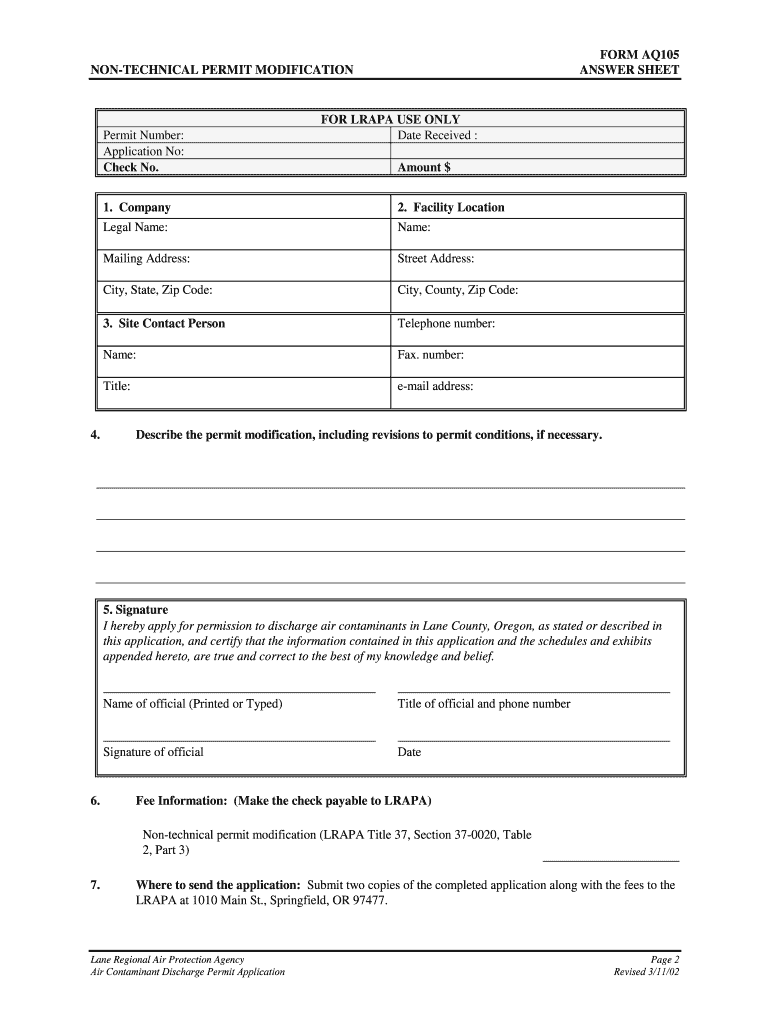 Fillable Online NON-TECHNICAL PERMIT MODIFICATION Fax Email Print ...