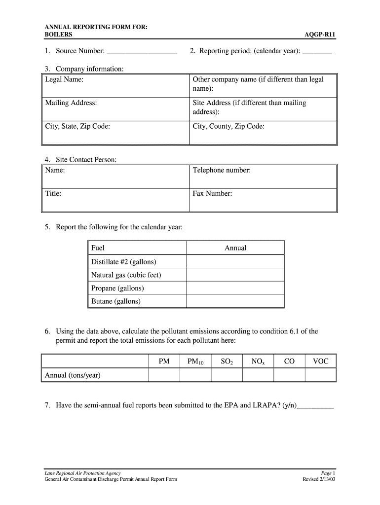 Fillable Online lrapa Boiler Annual Reporting Form (AQGP-R11) - LRAPA ...