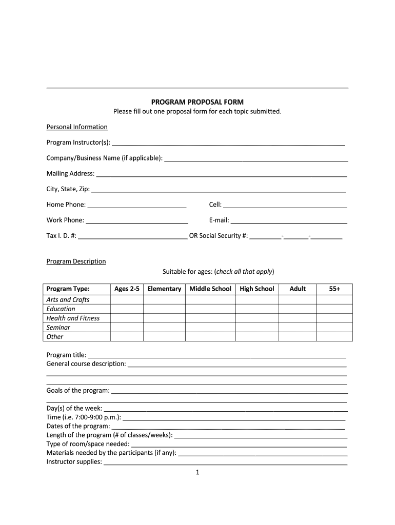 Fillable Online Program Proposal Fax Email Print - pdfFiller