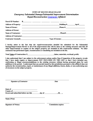 Fillable Online hiltonheadislandsc Emergency Substantial Damage ...