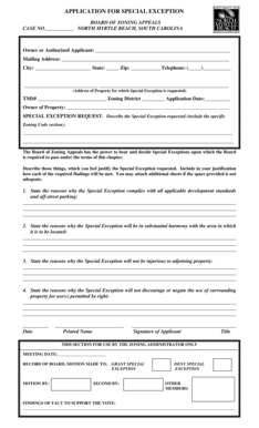 Fillable Online Special Exception Application - City of North Myrtle Beach Fax Email Print ...