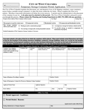 Fillable Online westcolumbiasc Storage Container Permit - West Columbia ...