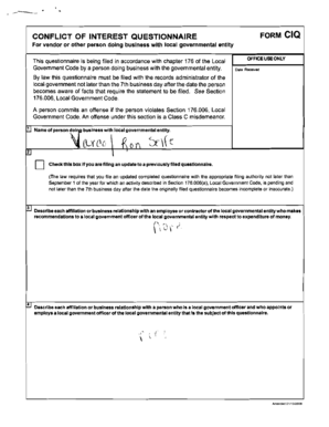 Fillable Online ci brownwood tx CONFLICT OF INTEREST QUESTIONNAIRE FORM ...