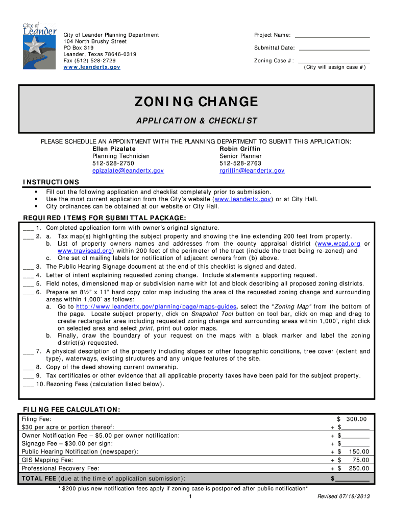 Fillable Online Zoning Change Application & Checklist Fax Email Print ...