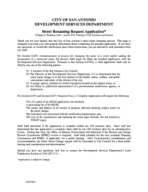 Fillable Online sanantonio CITY OF SAN ANTONIO DEVELOPMENT SERVICES ...