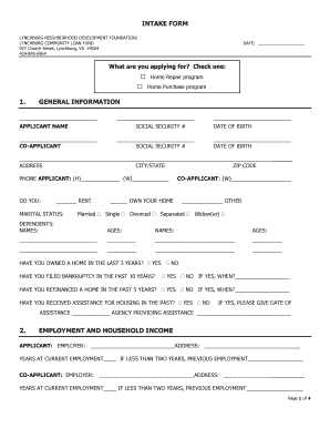 Fillable Online LNDF Community Loan Fund Intake Application Form Fax ...