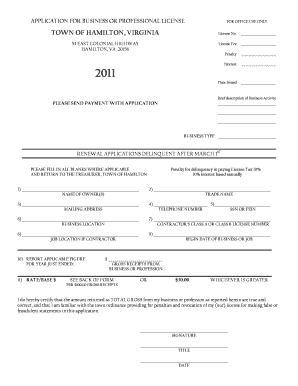 Fillable Online town hamilton va TOWN OF HAMILTON, VIRGINIA - town hamilton va Fax Email Print ...