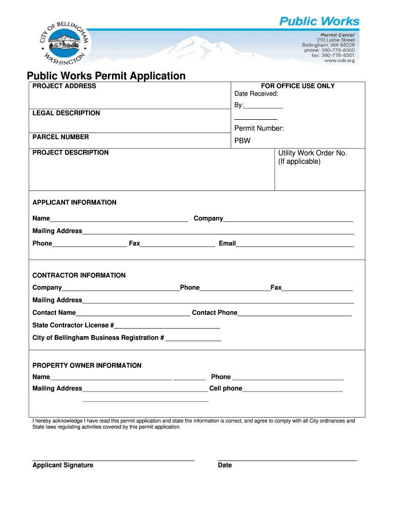 Fillable Online Public Works Permit Application Fax Email Print - pdfFiller
