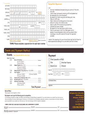 Fillable Online cob 2013 Race Registration Form - City of Bellingham ...