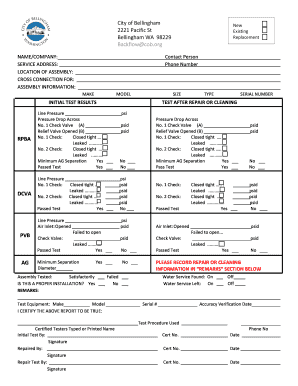 Fillable Online cob Backflow Assembly Test Report Form - City of ...