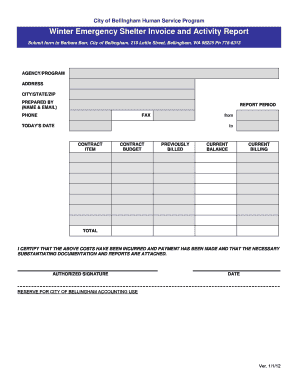 Fillable Online cob Invoice and Activity Report (PDF) - City of ...