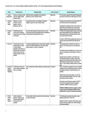 Fillable Online cob ECOLOGY MAY 25, 2011 PUBLIC HEARING COMMENT SUMMARY ...