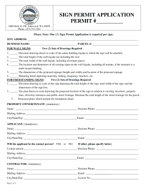 Sign Permit Application Permit - The City Of Lakewood Washington - Fill ...