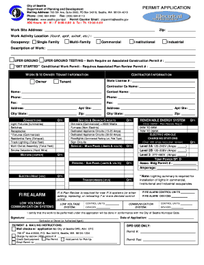 Fillable Online seattle Seattle DPD Form - Electrical Permit Application - No ... - City of ...