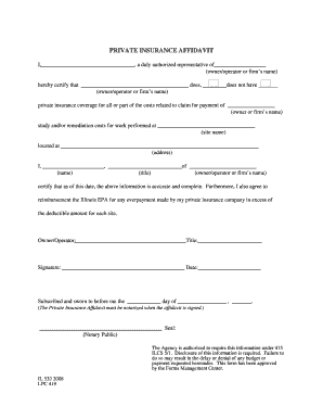 Fillable Online epa state il Private Insurance affidavit Fax Email ...