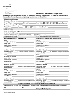Fillable Online Beneficiary and Name Change Form Fax Email Print ...