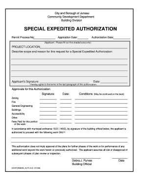Fillable Online juneau SPECIAL EXPEDITED AUTHORIZATION - juneau Fax Email Print - pdfFiller
