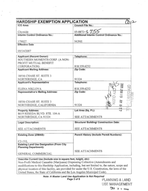 Fillable Online (' ) HARDSHIP EXEMPTION APPLICATION ICO Area: Council ...