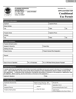 Fillable Online Conditional Use Permit - City of Chico Fax Email Print ...