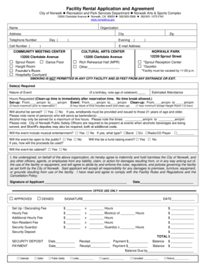 Fillable Online Facility Use Application - City of Norwalk Fax Email ...