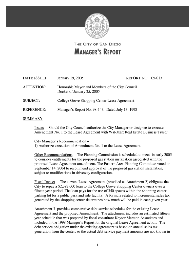 1 DATE ISSUED: January 19, 2005 REPORT NO : 05-013 - docs sandiego: Fill out & sign online | DocHub