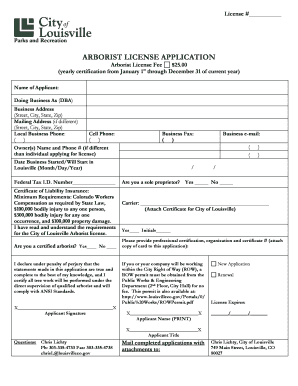 Fillable Online louisvilleco city of louisville arborist license form ...