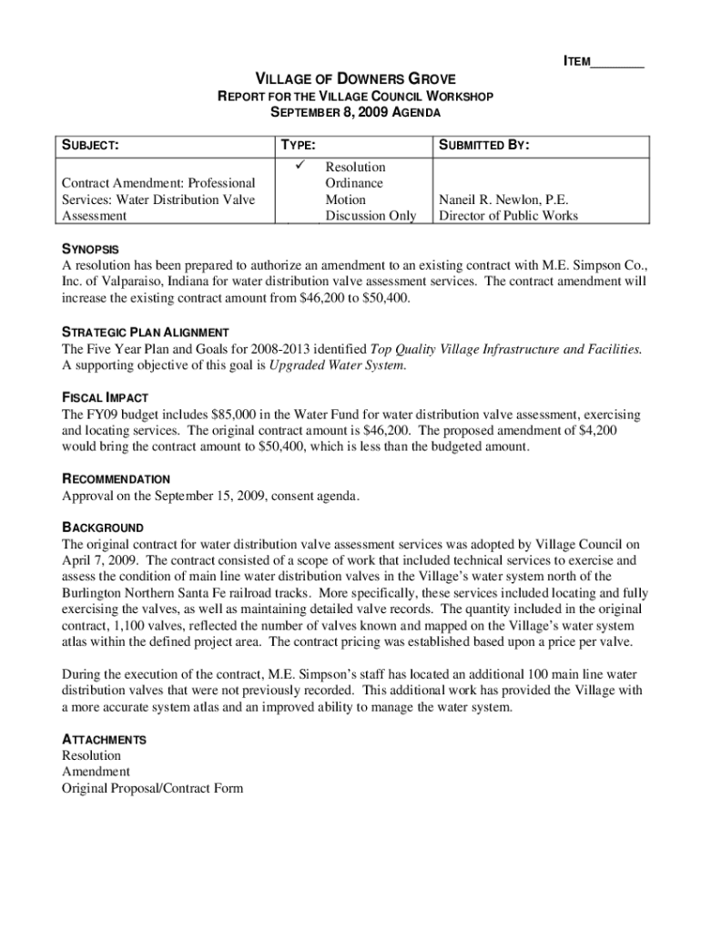 Fillable Online Report for the Village Council Workshop Fax Email Print - pdfFiller