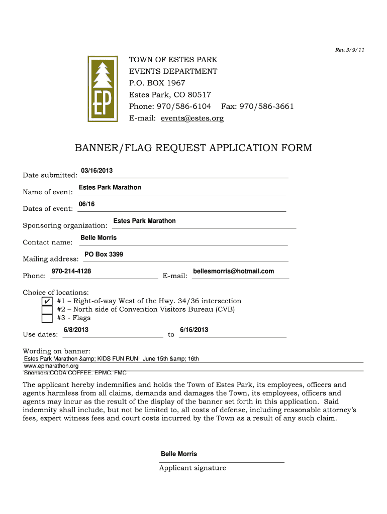 BANNER FLAG REQUEST APPLICATION FORM: Fill out & sign online | DocHub