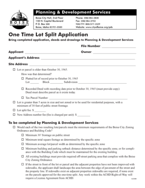 Fillable Online pds cityofboise One Time Lot Split Application ...