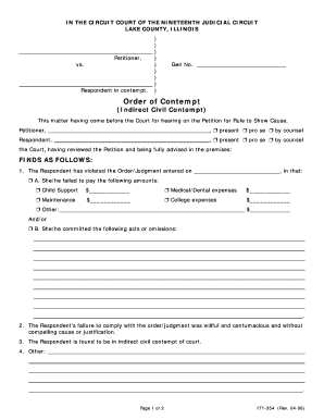 Fillable Online Order of Contempt - Nineteenth Judicial Circuit Fax ...