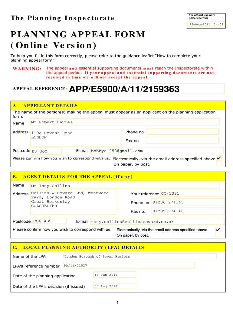 PLANNING APPEAL FORM: Fill out & sign online | DocHub