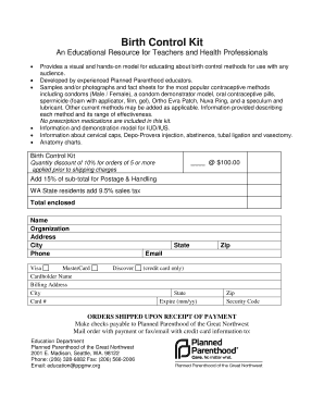Fillable Online plannedparenthood Order Form - Planned Parenthood ...