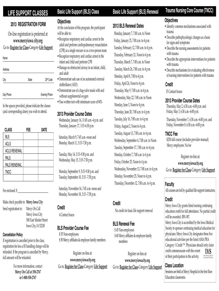 Fillable Online Life Support Classes Registration Fax Email Print ...