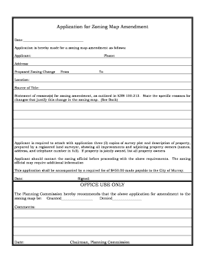 Fillable Online murrayky BApplicationb for Zoning Map Amendment - City of Murray Kentucky Fax ...