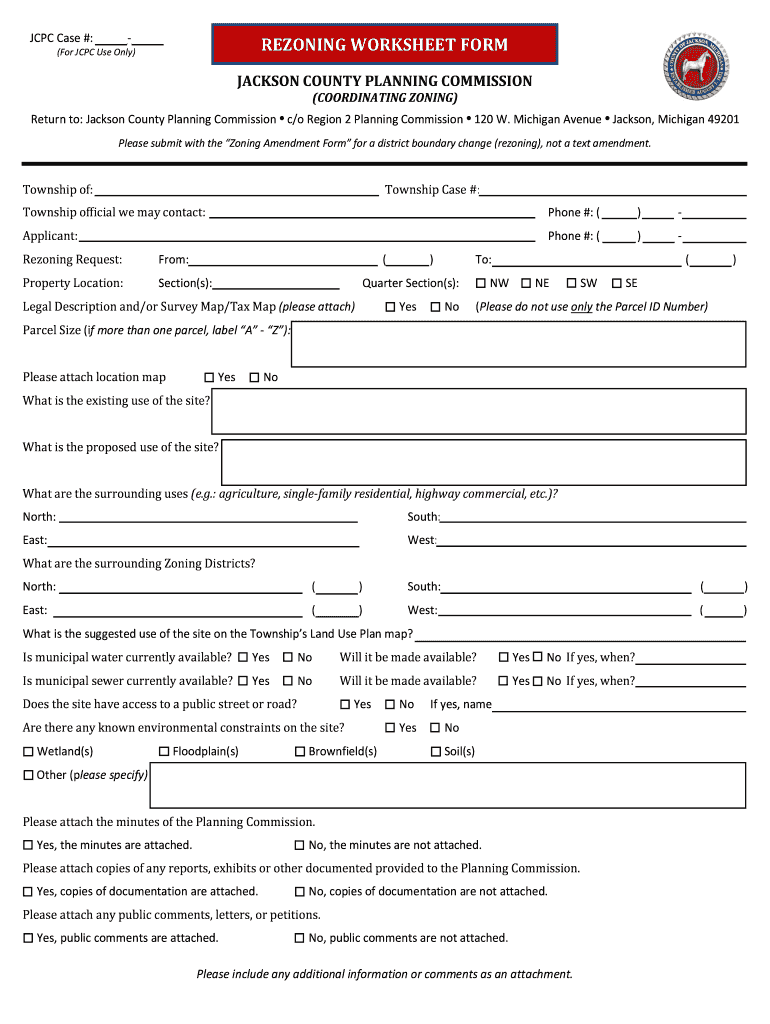 Fillable Online Rezoning Worksheet Form Fax Email Print - pdfFiller