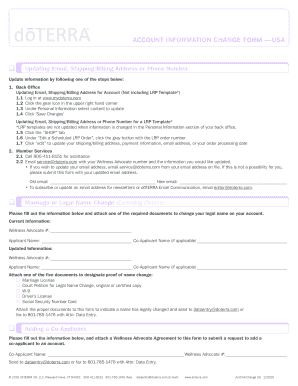 Fillable Online ACCOUNT INFORMATION CHANGE FORM USA Fax Email Print - pdfFiller