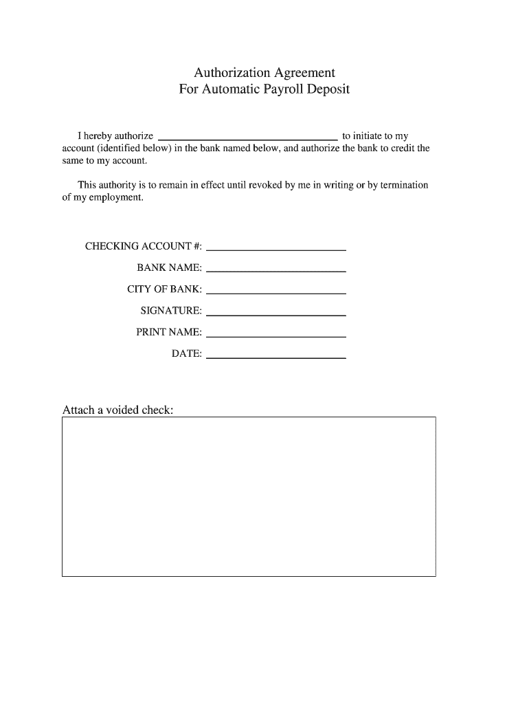 Fillable Online For Automatic Payroll Deposit Fax Email Print - pdfFiller