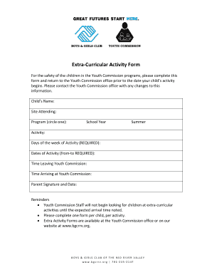 Fillable Online Extra-Curricular Activity Form - irp ...