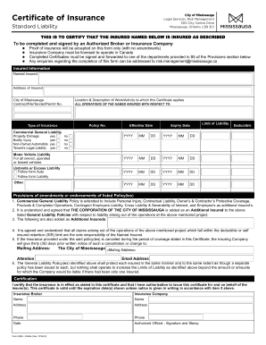 Fillable Online Certificate of Insurance Legal Services Risk Management ...