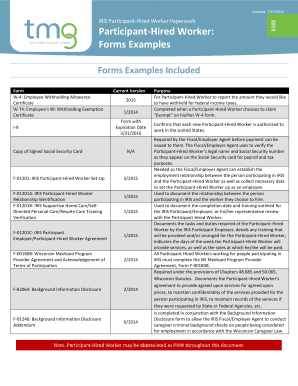 Fillable Online Updated 7232015 IRIS Participant-Hired Worker Paperwork Fax Email Print - pdfFiller