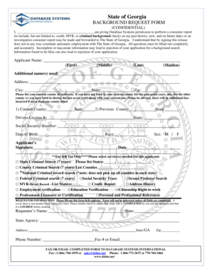 Fillable Online State of Georgia BACKGROUND REQUEST FORM (CONFIDENTIAL ...