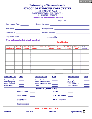Fillable Online med upenn SCHOOL OF MEDICINE COPY CENTER Fax Email ...