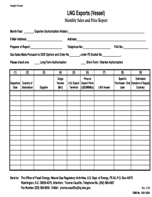 Fillable Online fossil energy Sample LNG Vessel Exports - Fossil Energy Fax Email Print - pdfFiller