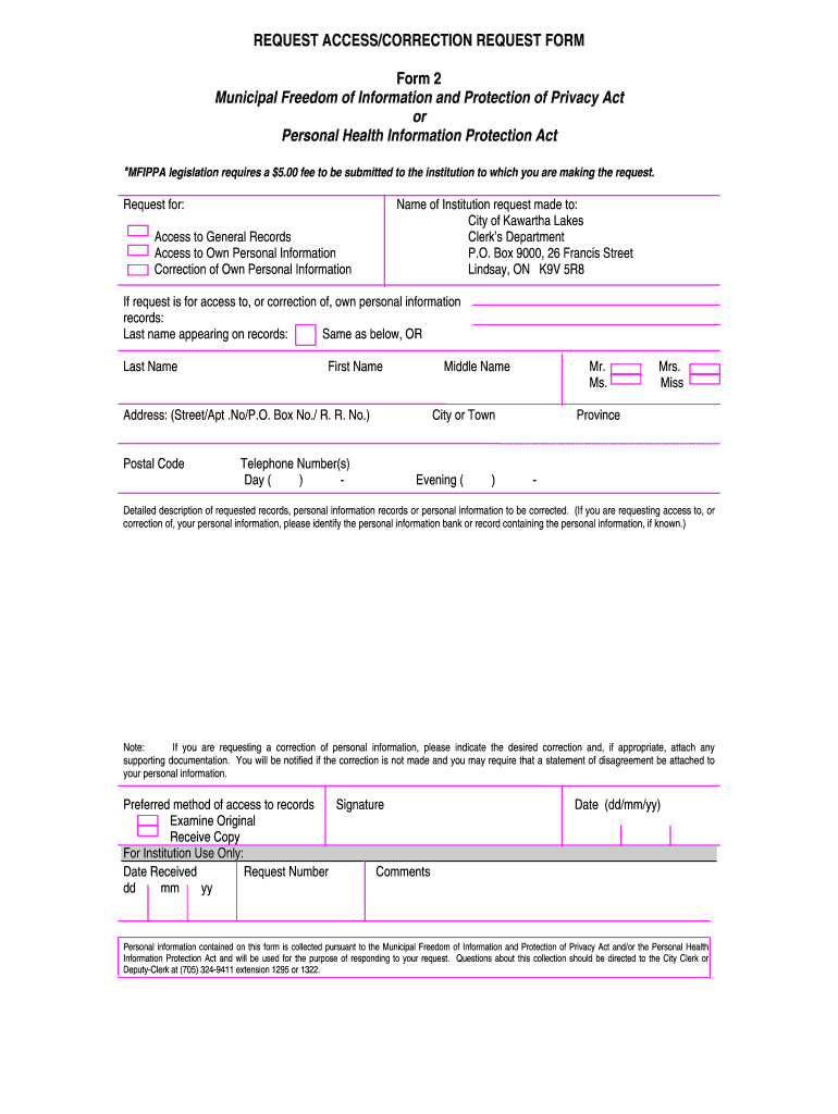 Fillable Online REQUEST ACCESSCORRECTION REQUEST FORM Fax Email Print - pdfFiller