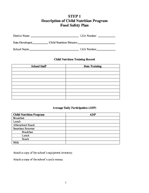 Fillable Online Food Safety Plan - Program Description Form Fax Email ...