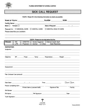 Fillable Online djj state fl HS-032SickCallRequestFormrev2-10PDF Fax ...