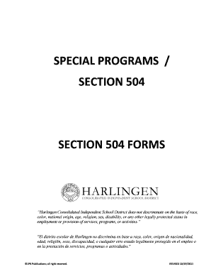 Fillable Online hcisd SPECIAL PROGRAMS SECTION 504 SECTION 504 FORMS ...