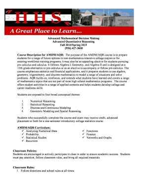 Fillable Online hcisd Advanced Mathematical Decision Making Advanced ...